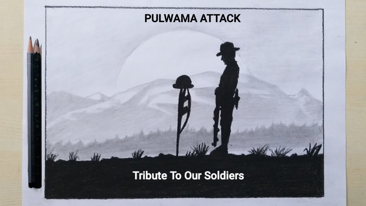 Pulwama Attack Drawing | Black Day | Tribute to our soldiers || Black ...