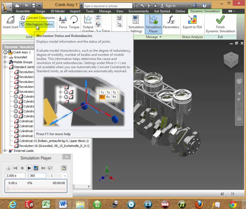 Inventor Dynamic Simulation Tutorial - Engine Motion - YouTube
