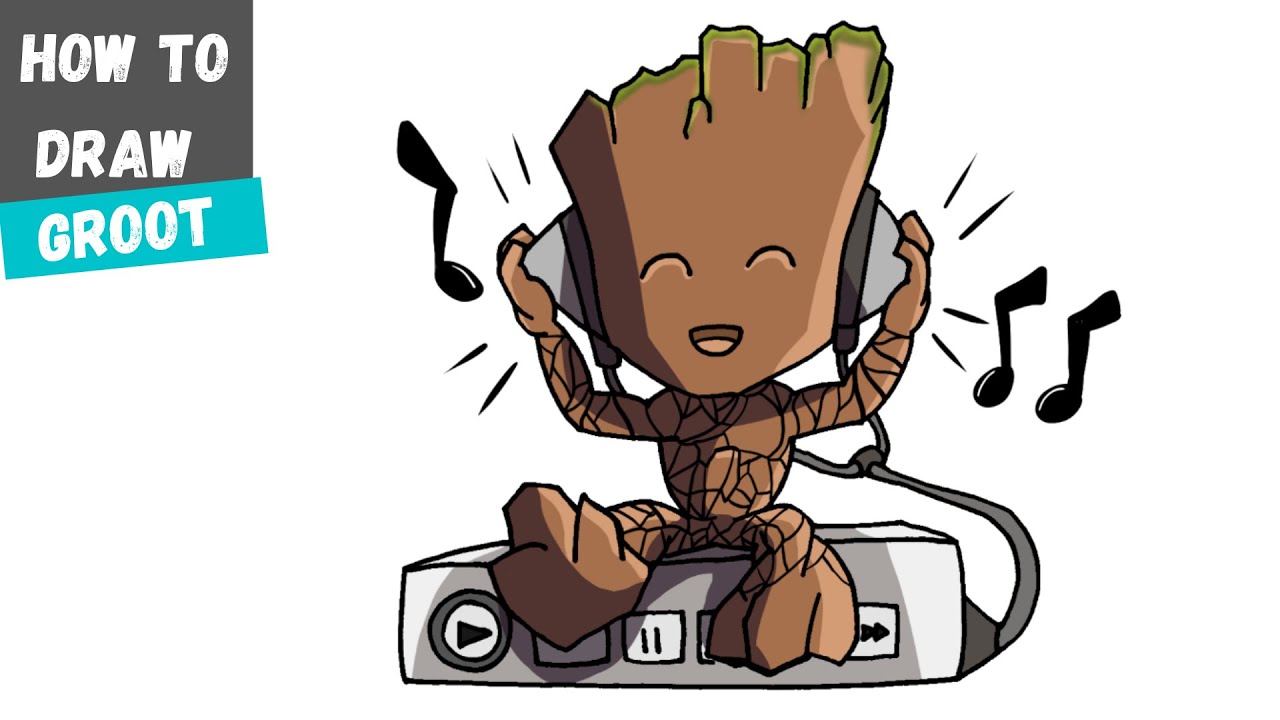 How to draw Groot | Guardians of the Galaxy - YouTube