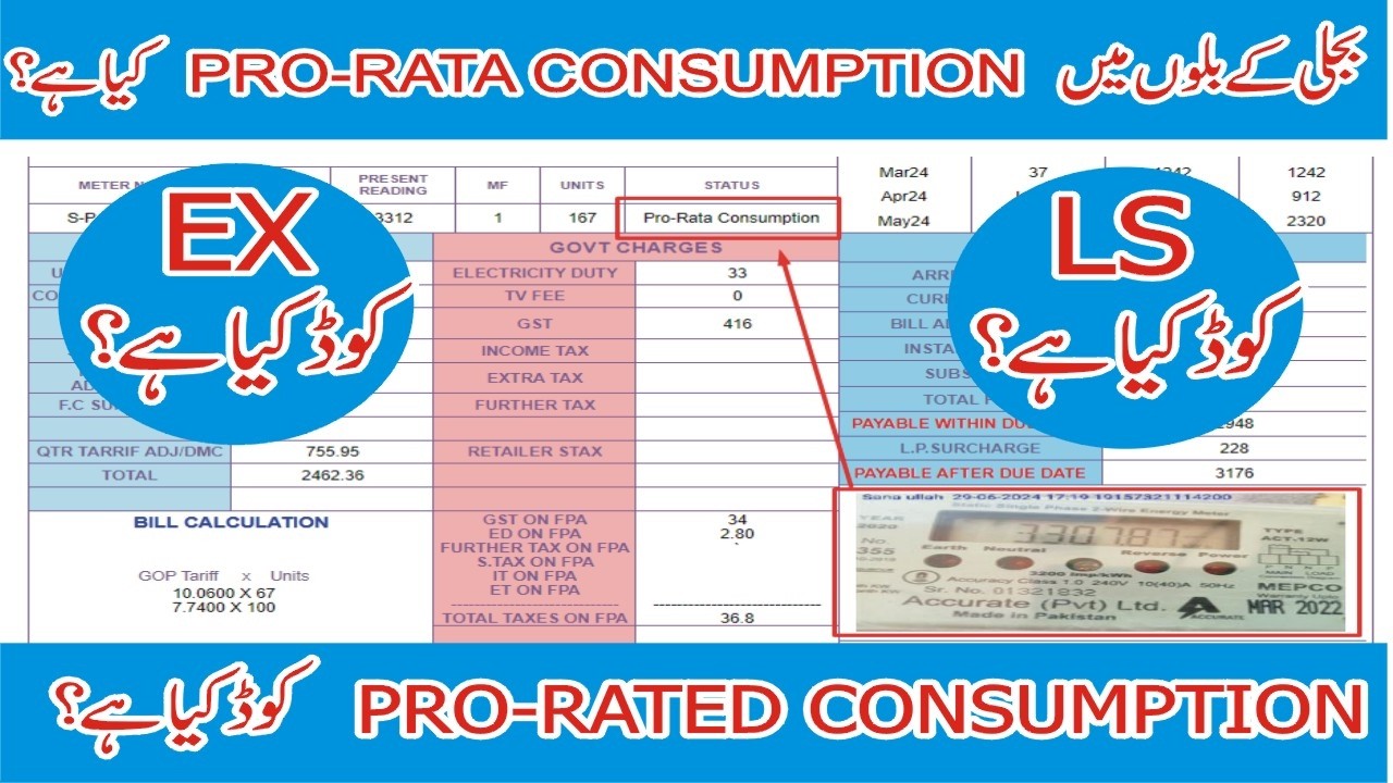 What is Pro rata consumption || What is LS and EX codes | electricity ...
