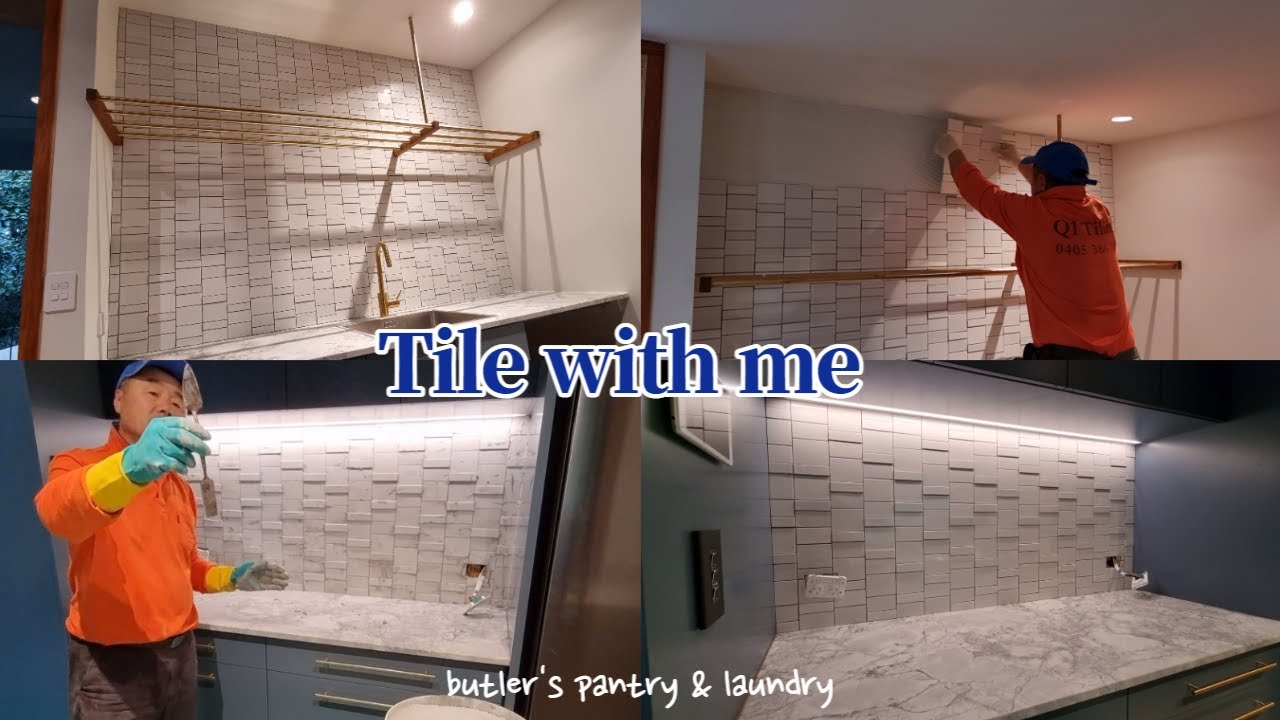 TILE WITH ME | ep.3 Butler's Pantry and Laundry | 함께 보조 주방과 세탁실에 타일 붙여요! | Q1 Tiling [ENG/KOR ...