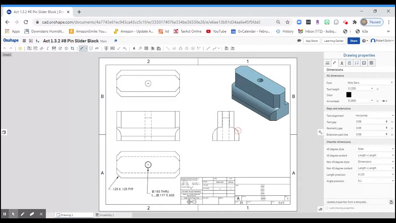 Act 1 3 2 #8 Pin Slider Block Drawing - YouTube
