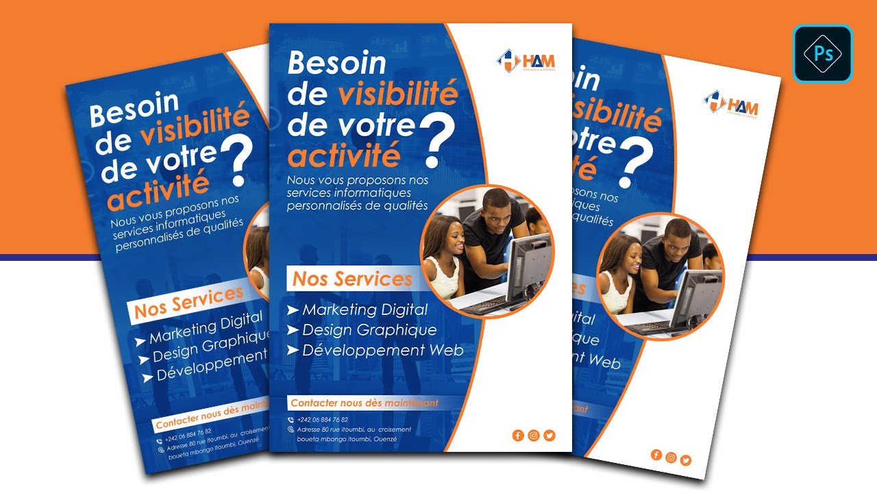 Comment Créer un flyers professionnel sur Photoshop tuto facile - YouTube