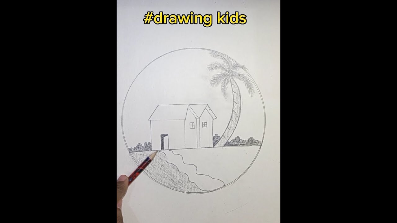 how to draw a house step by step || circle most drawing || #drawing ...