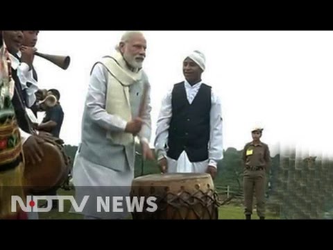 In Shillong, PM Modi visits Mawphlang sacred forests, plays drum - YouTube