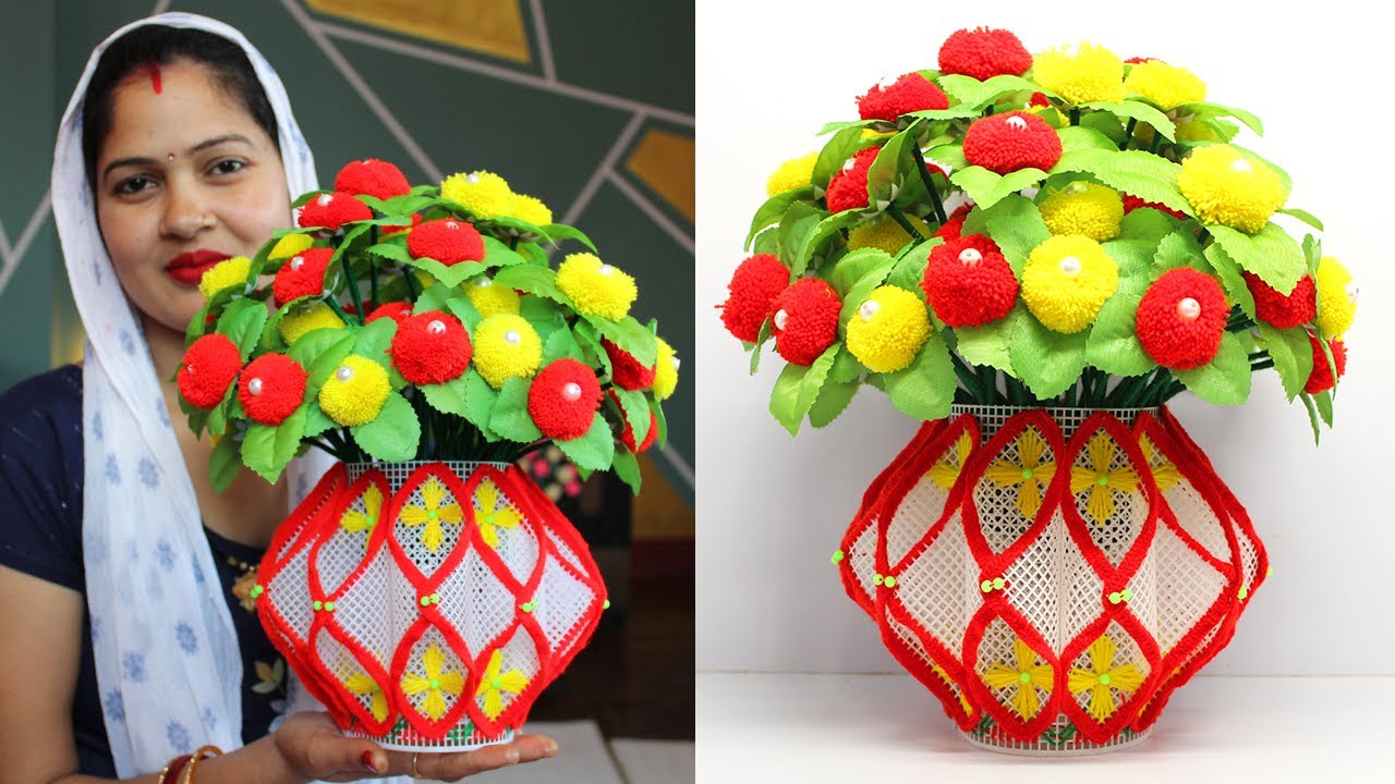 फूलदान बनाए | Make Kalash Phooldan at Home | Make Kalash Guldasta Easy ...