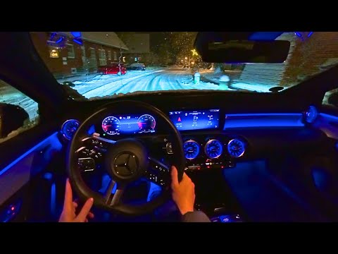 Night Drive in the Snow | 2025 Mercedes-Benz A-Class A180 AMG-Line
