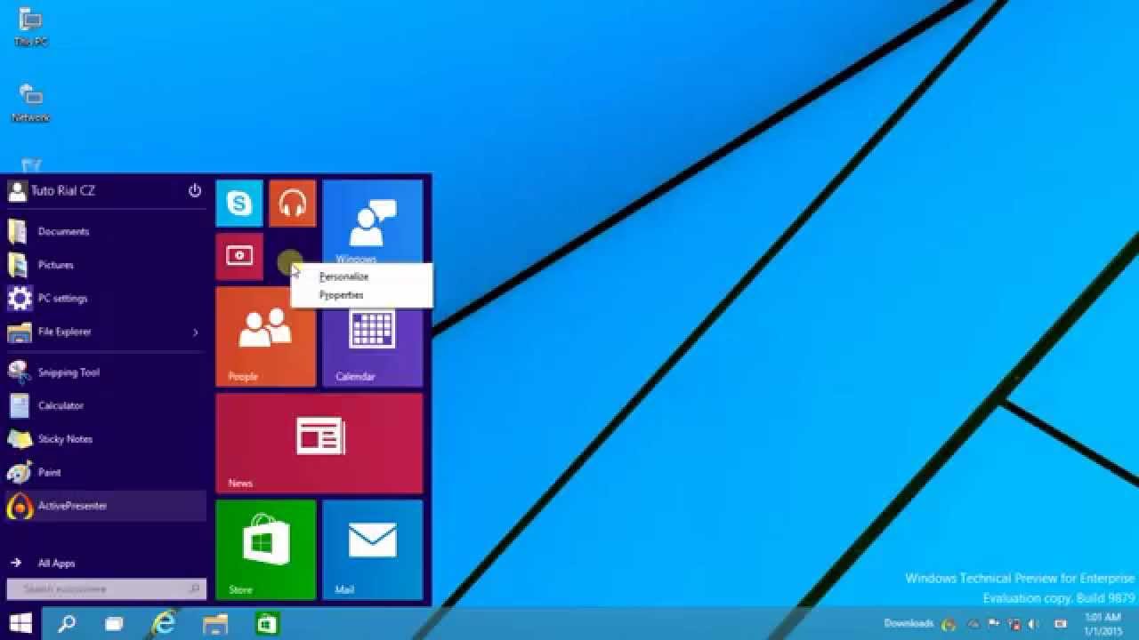 Windows 10 Start Menu - DEMO (Technical Preview) - YouTube