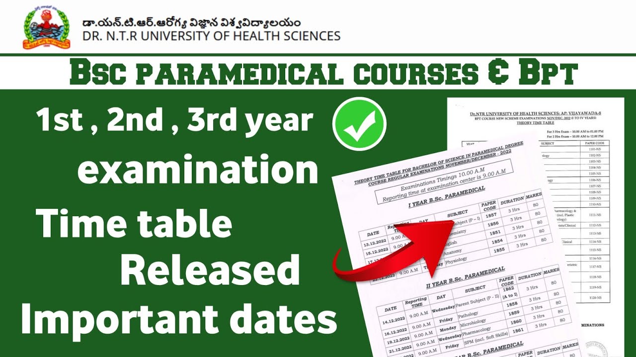 DR NTR UNIVERSITY 2022-23 Bsc paramedical & Bpt 1st ,2nd, 3rd Exams ...