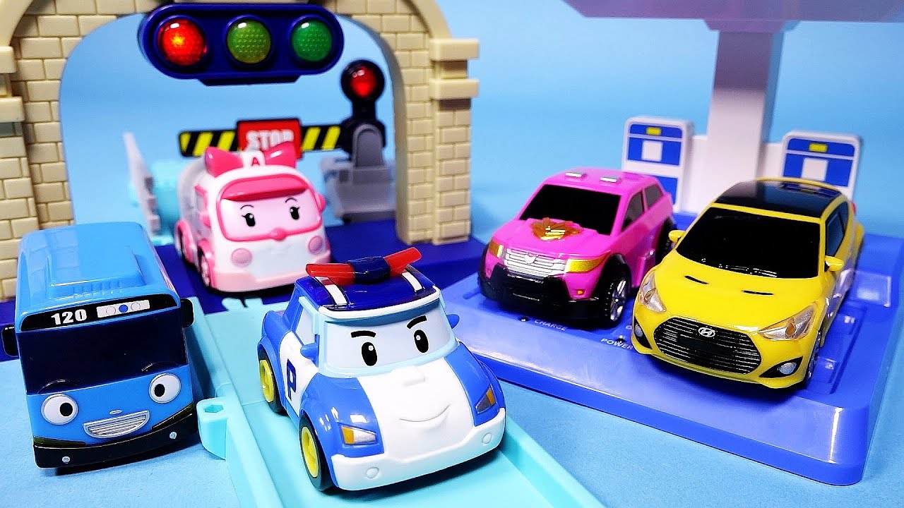 Auto Poli play set 로보카폴리 오토폴리 미니특공대 헬로카봇 장난감 Robocar Poli Tayo toys ...
