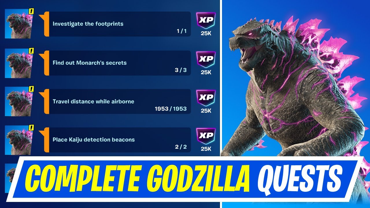 Fortnite Complete Godzilla Quests - How to EASILY Complete Godzilla ...