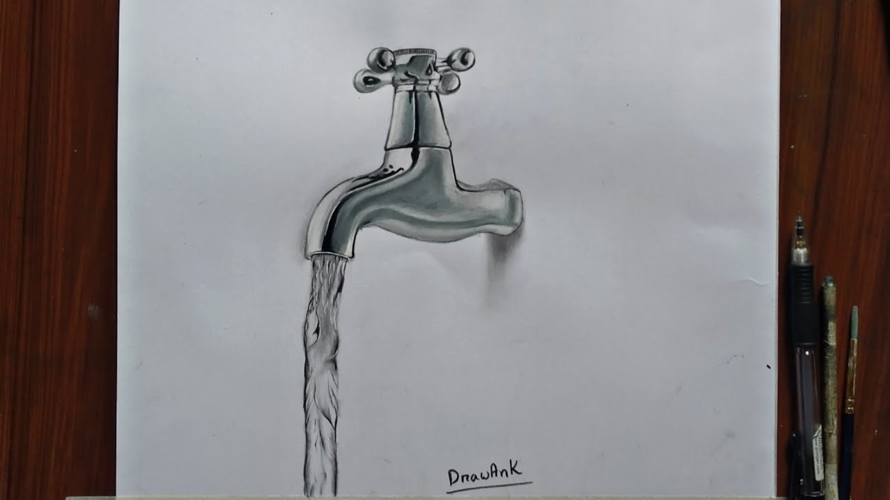 Realistic Water Tap drawing with color pencil | DrawAnk - YouTube