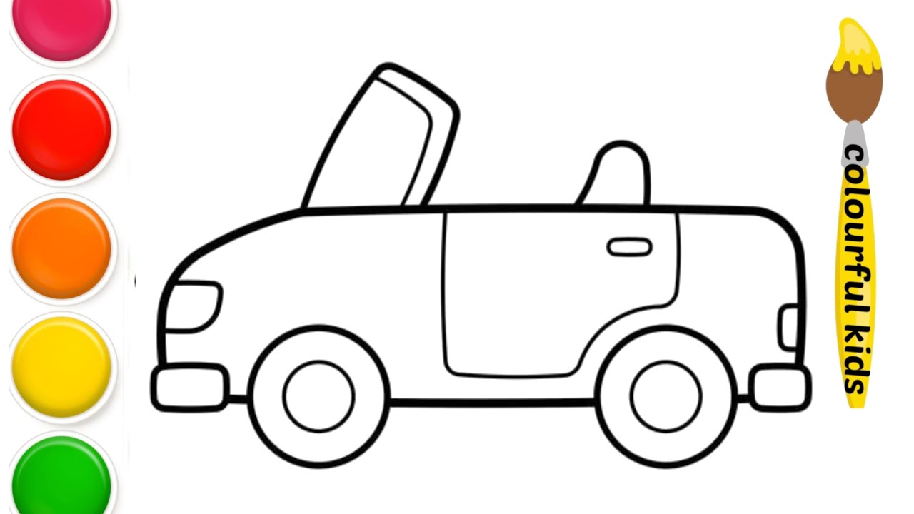 Cute Car Drawing, painting, and coloring for kids & toddler | How to ...