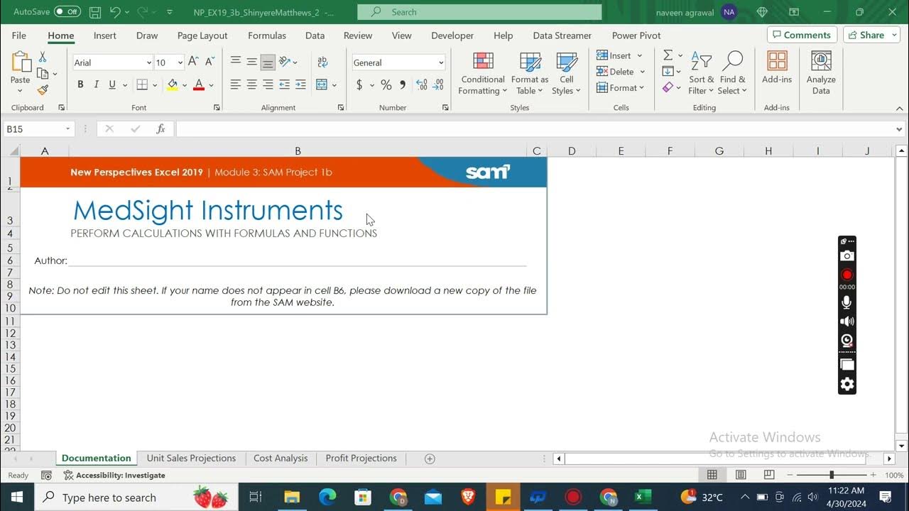 Excel Module 3 SAM Project 1b MedSight Instruments | New Perspectives ...