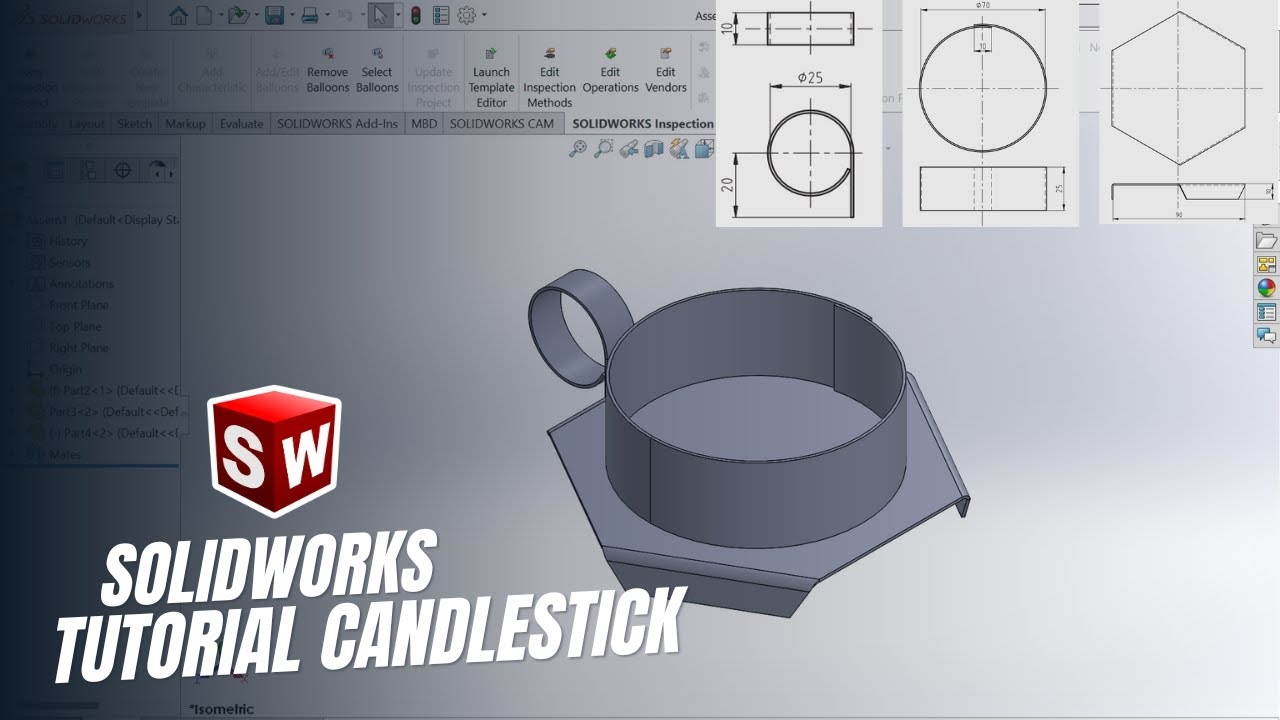 TUTORIAL SOLIDWORKS - CANDLESTICK #2 - YouTube