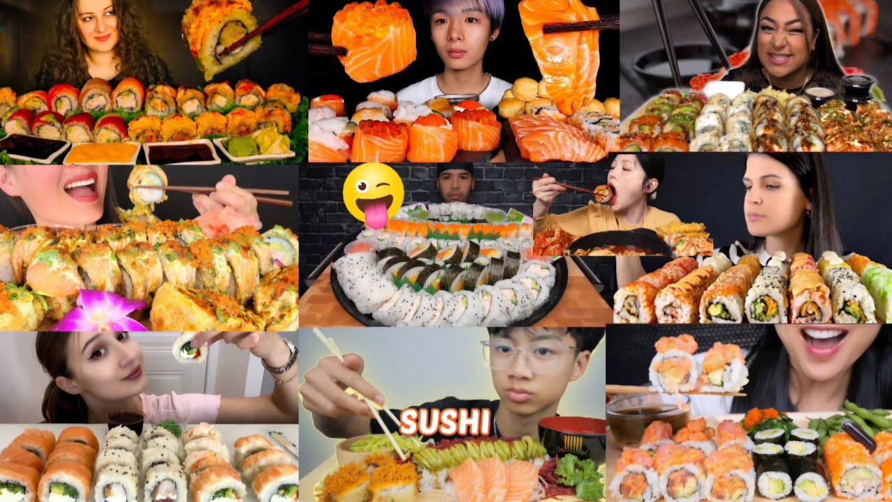Asmr SUSHI *CALIFORNIA ROLL SUSHI MUKBANG COMPILATION🍣 Best Sushi ...