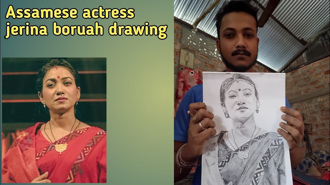 Assamese actress jerina boruah drawing! Drawing video in Assamese - YouTube