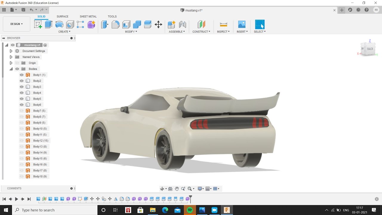Ford Mustang: Model making using Autodesk Fusion 360//car modeling ...
