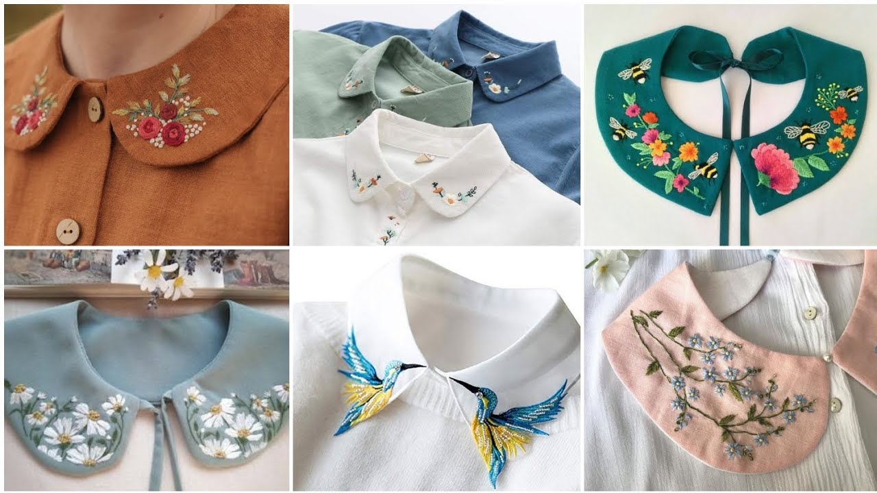 Hand Embroidery Collar Designs #colorsoflifewithmusfira #new - YouTube