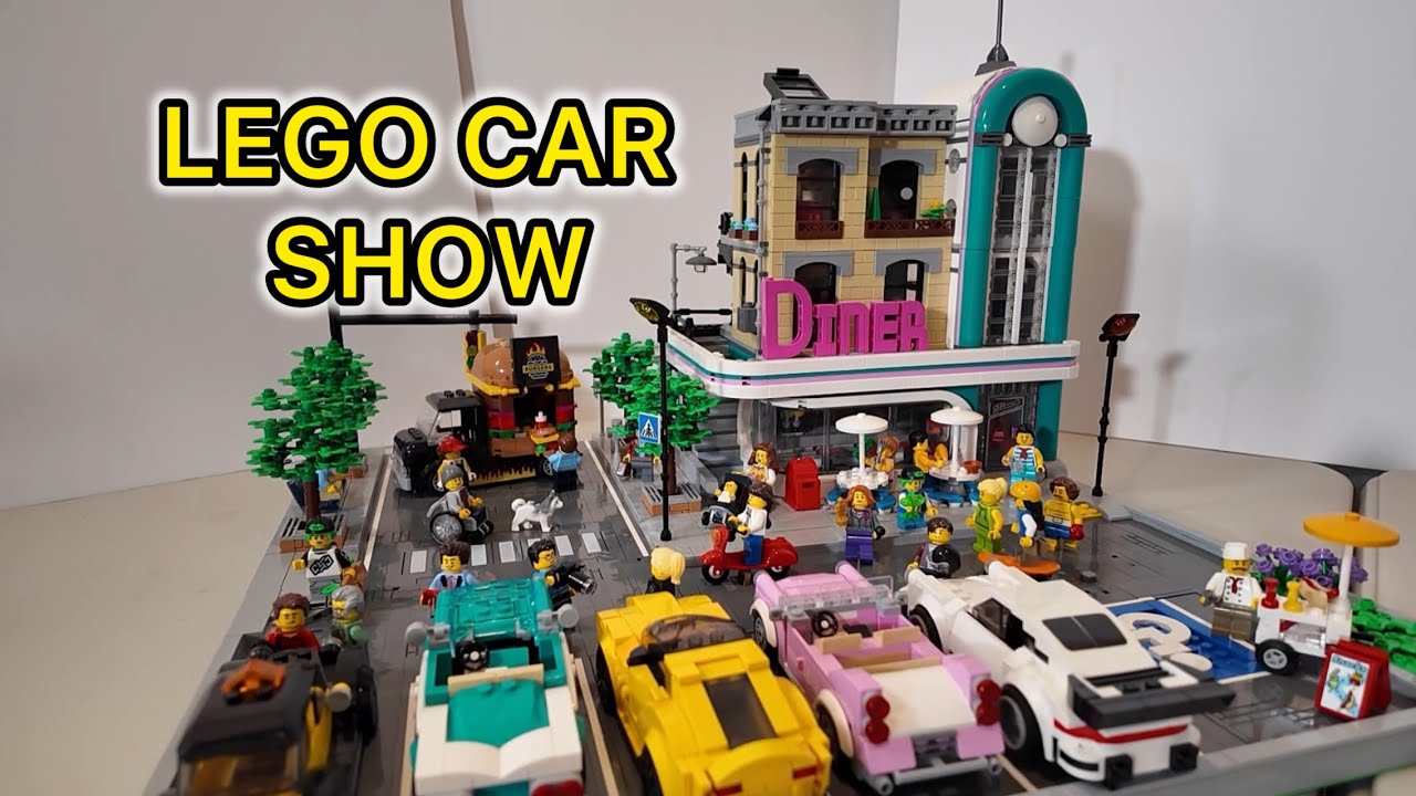 Epic LEGO Car Show Tour – Retired Modulars & Classic Cars - YouTube