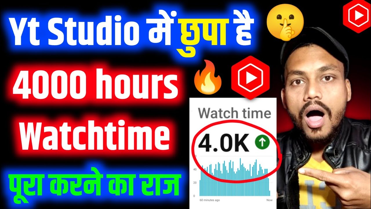 📢Yt Studio में छुपा है🤫 4000 hours watchtime पूरा करने का राज🔥 ...