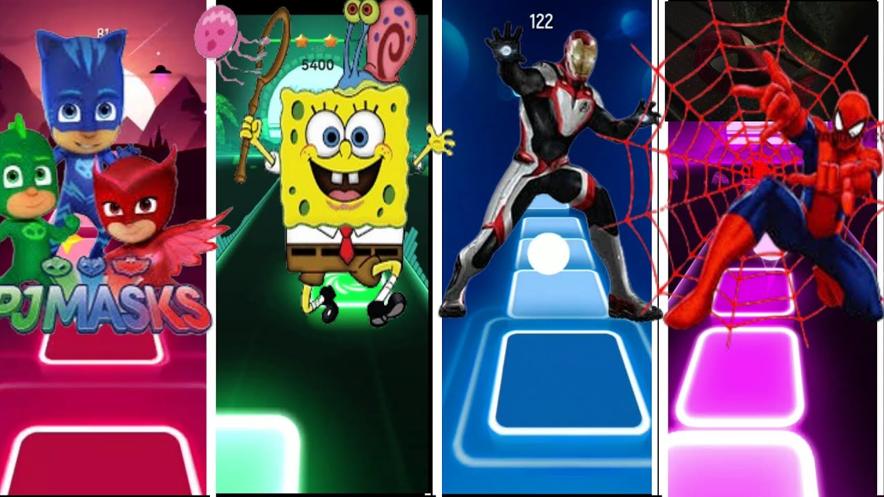 Tiles Hop Battle 31 PJ Masks&Sponge Bob&Avengers&Spider man - YouTube