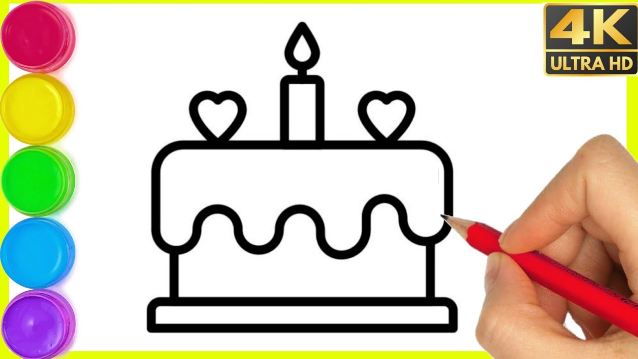 How to draw a Cute cake || A cute cake drawing step by step | Birthday ...
