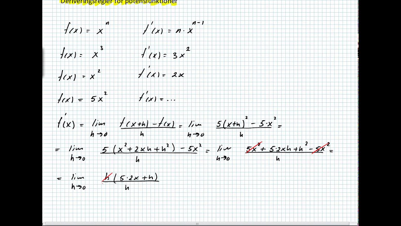 Derivatan av potensfunktioner 2 - YouTube
