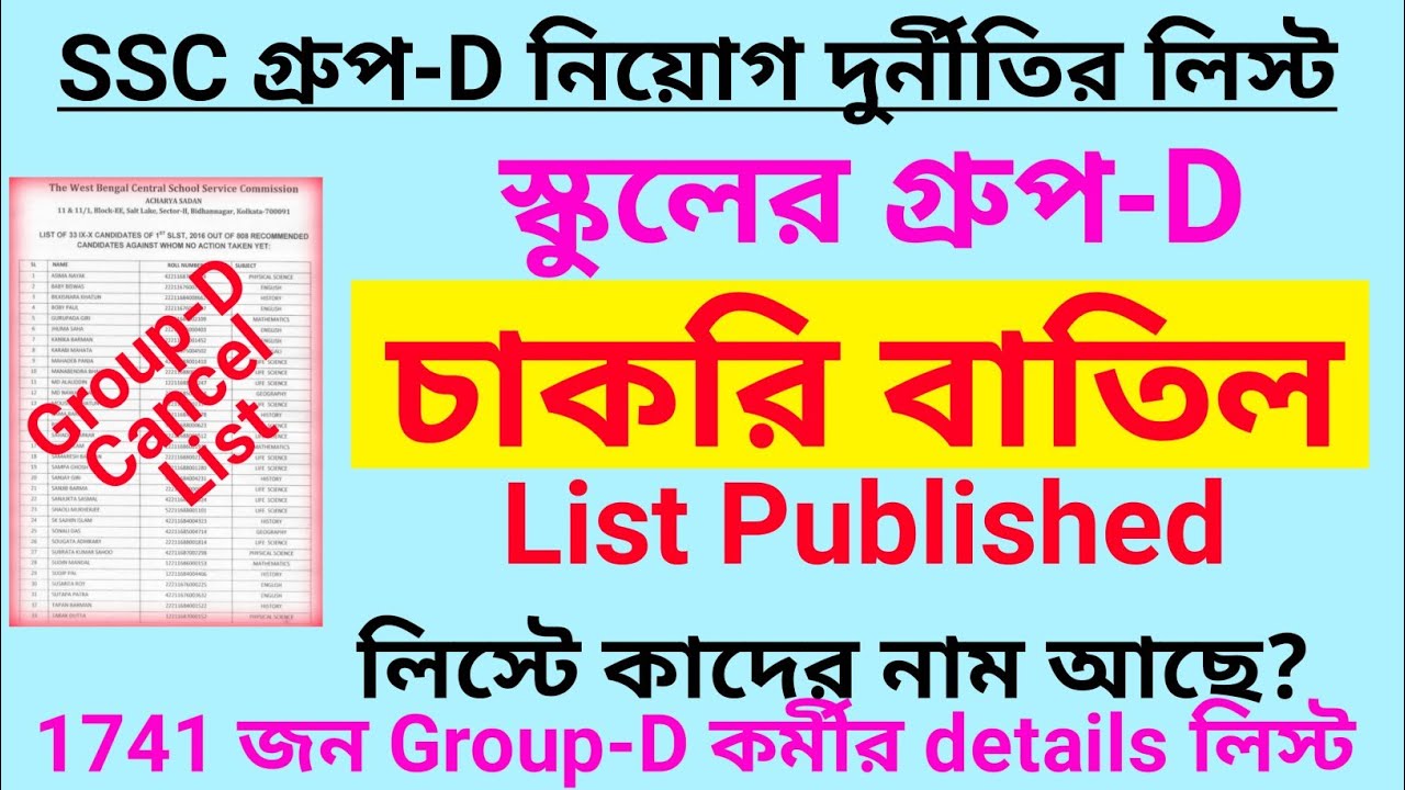গ্রুপ-D চাকরি বাতিলের লিস্ট প্রকাশ| SSC Group-D Job Cancel list| SSC ...