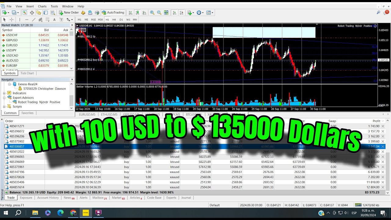 EA ROBOT Trading Automated with 100 USD to $ 135000 Dollars/ MetaTrader ...