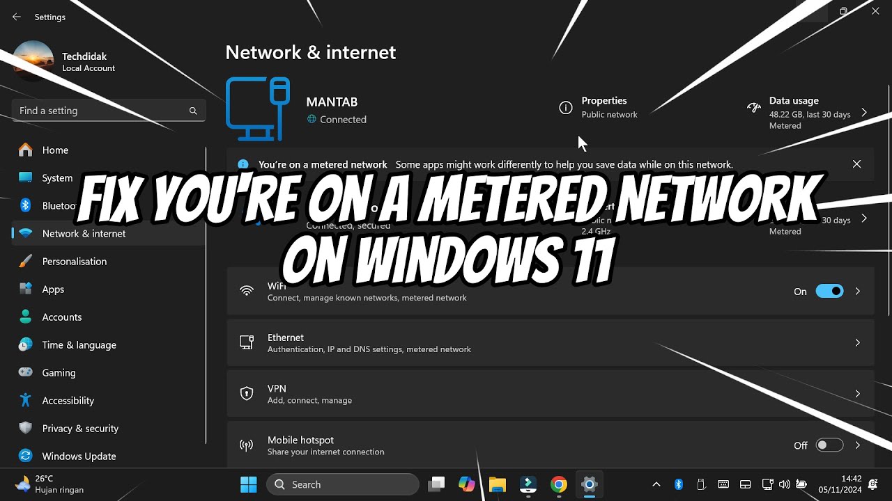 How to Fix You're on a Metered Network on Windows 11 - YouTube
