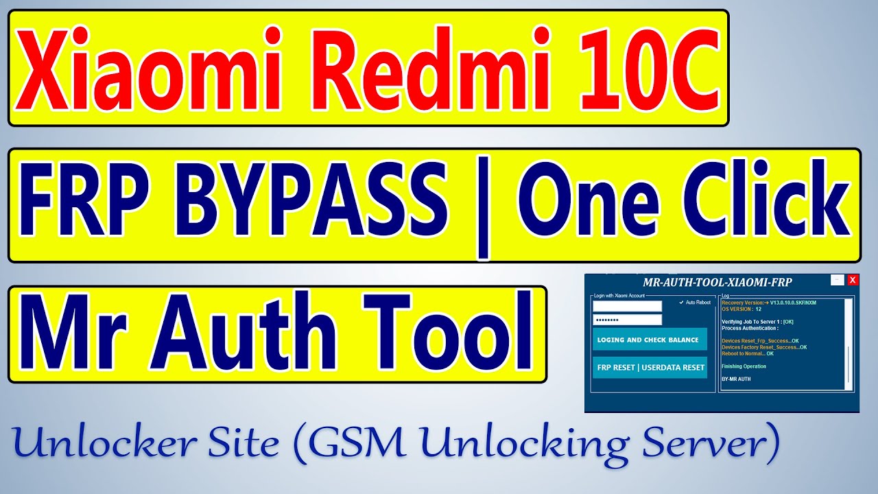 Xiaomi Redmi 10C FRP Bypass | Mr Auth Tool | All Xiaomi FRP Support ...