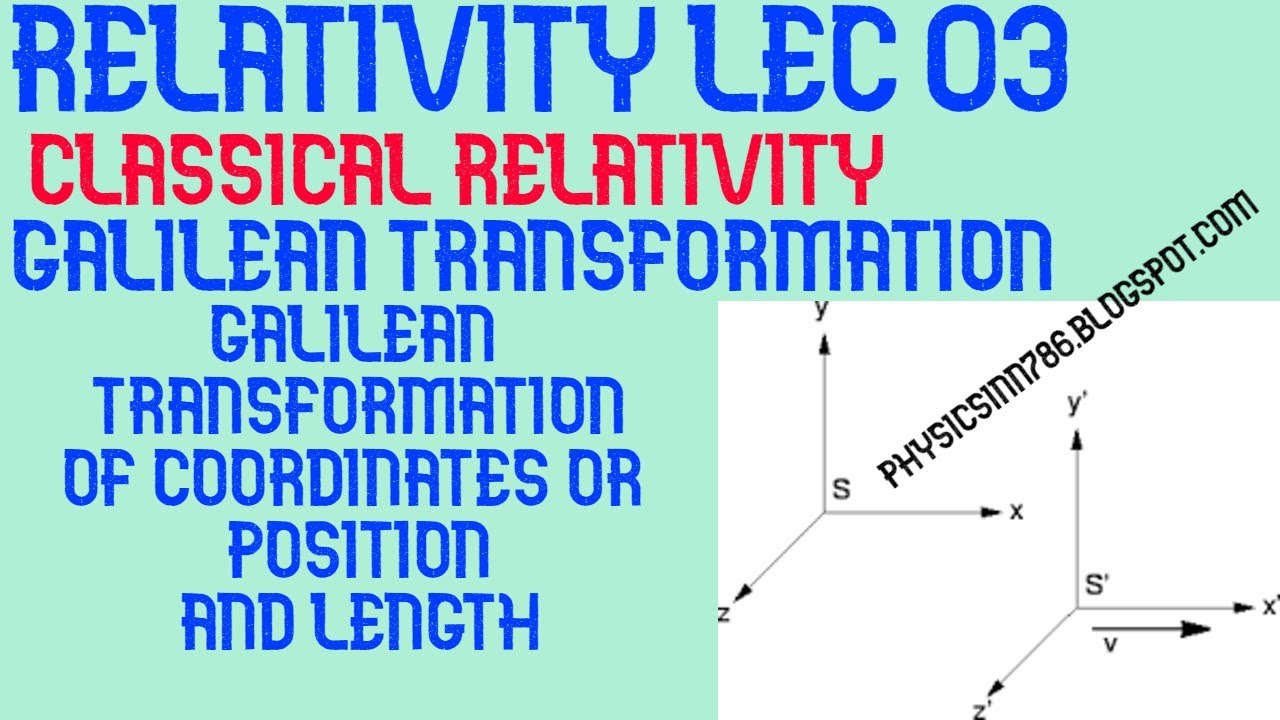 Relativity Lec 03||Classical Relativity||Galilean Transformation of ...