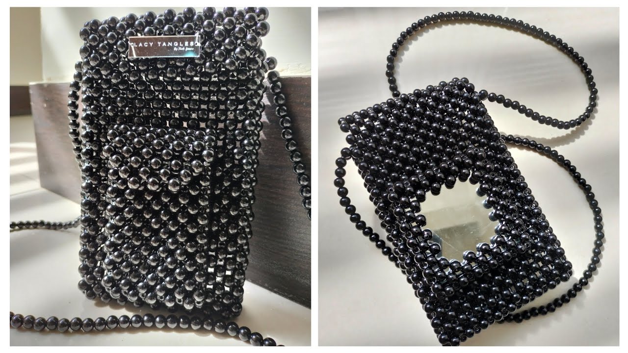 How to Make Beaded Mobile Pouch | Diy Beaded Mobile pouch with pocket ...