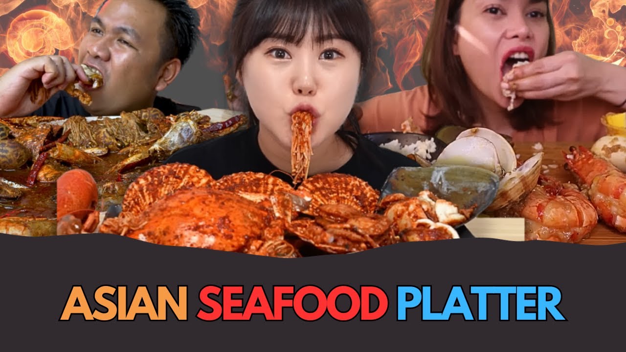 🔥🌶️😋 Spicy Seafood Goodness: Asian Platter Mukbang Compilation 🦐🦑🦀 ...