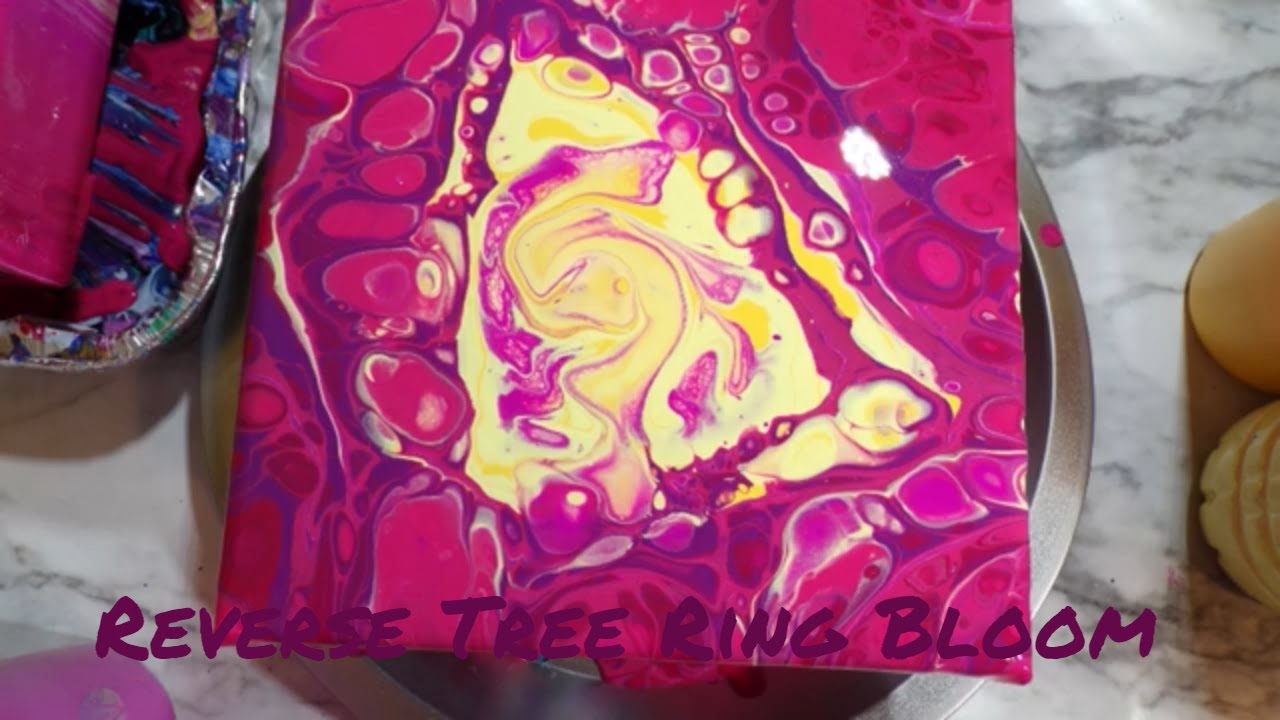 Reverse Tree Ring Paint Pour | Tree Ring Bloom - YouTube