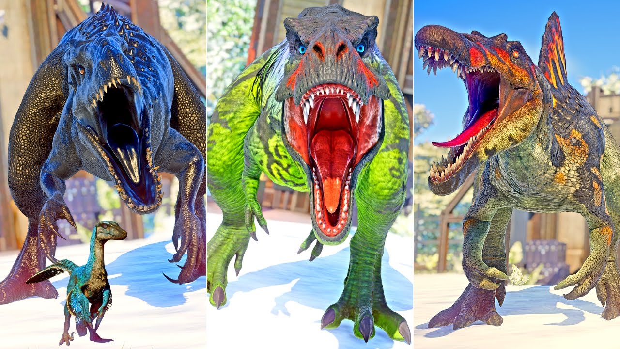 Chaos T-REX vs Magma Spinosaurus vs Monster T-REX vs Dark I-REX ...