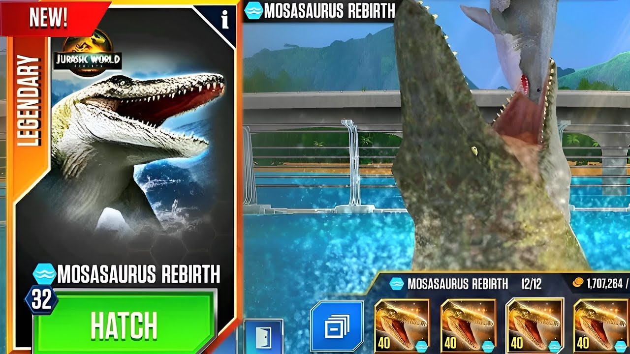 NEW MOSASAURUS REBIRTH MAX LEVEL 40 | JURASSIC WORLD THE GAME - YouTube