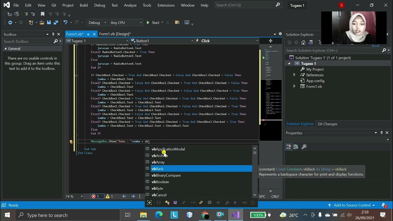 Pemrograman Desktop [Visual Studio 2019] - Text Box, Check Box, Button ...
