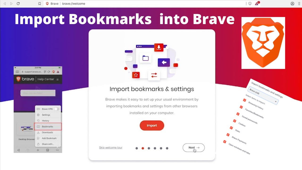 How to Import Bookmarks and Settings into Brave Browser. - YouTube