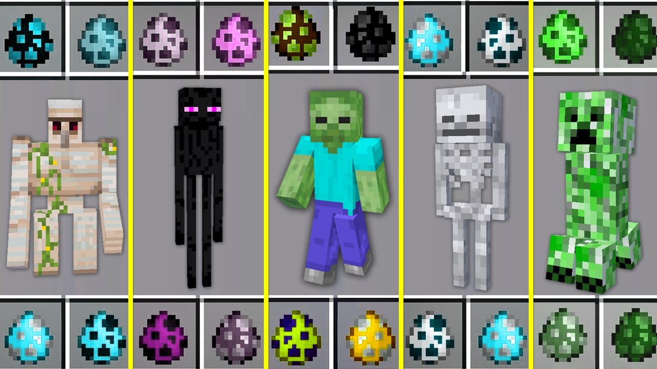 What if You Spawn ALL EGGS in Minecraft ! Different SKELETON ZOMBIE ...