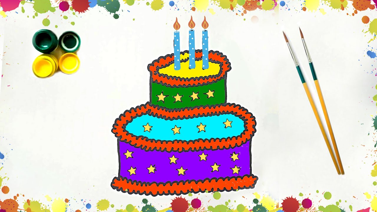 How to Draw a Cake | Colorful Cake for kids drawing | cake 🍰 drawing ...