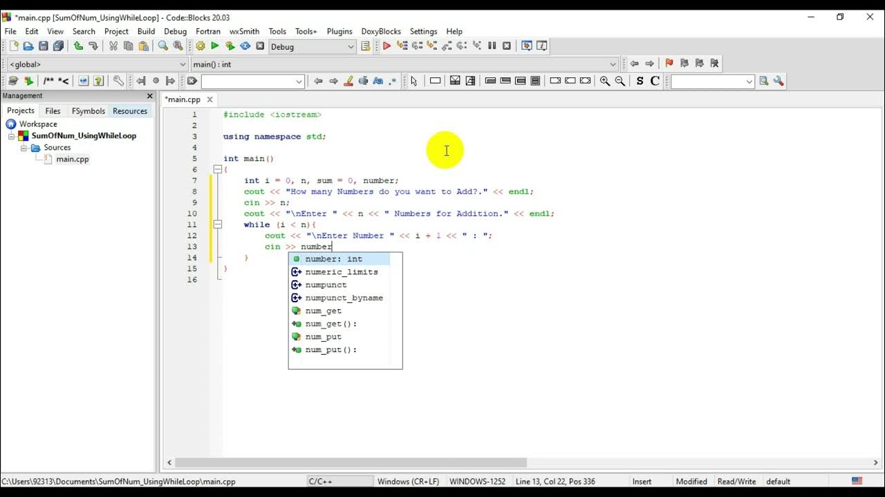 Sum of N numbers using While Loop in C++ - YouTube