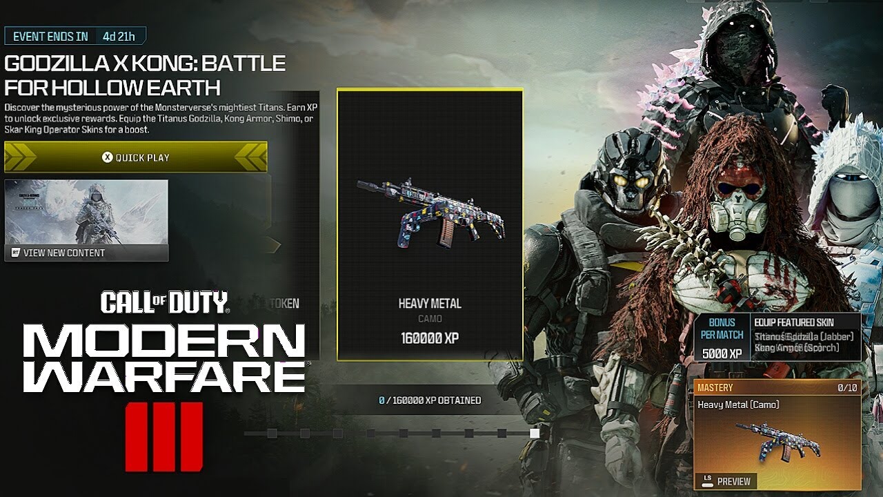 Modern Warfare 3 New Godzilla x Kong: Battle For Hollow Earth Event ...