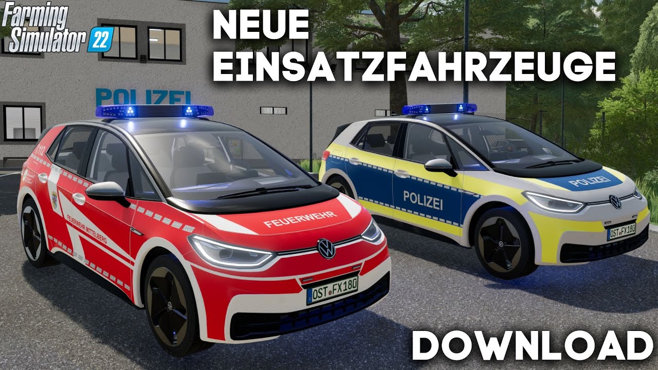 LS22 - Dieses Pack aus 18 Einsatzfahrzeugen FEUERWEHR, Polizei und viel ...