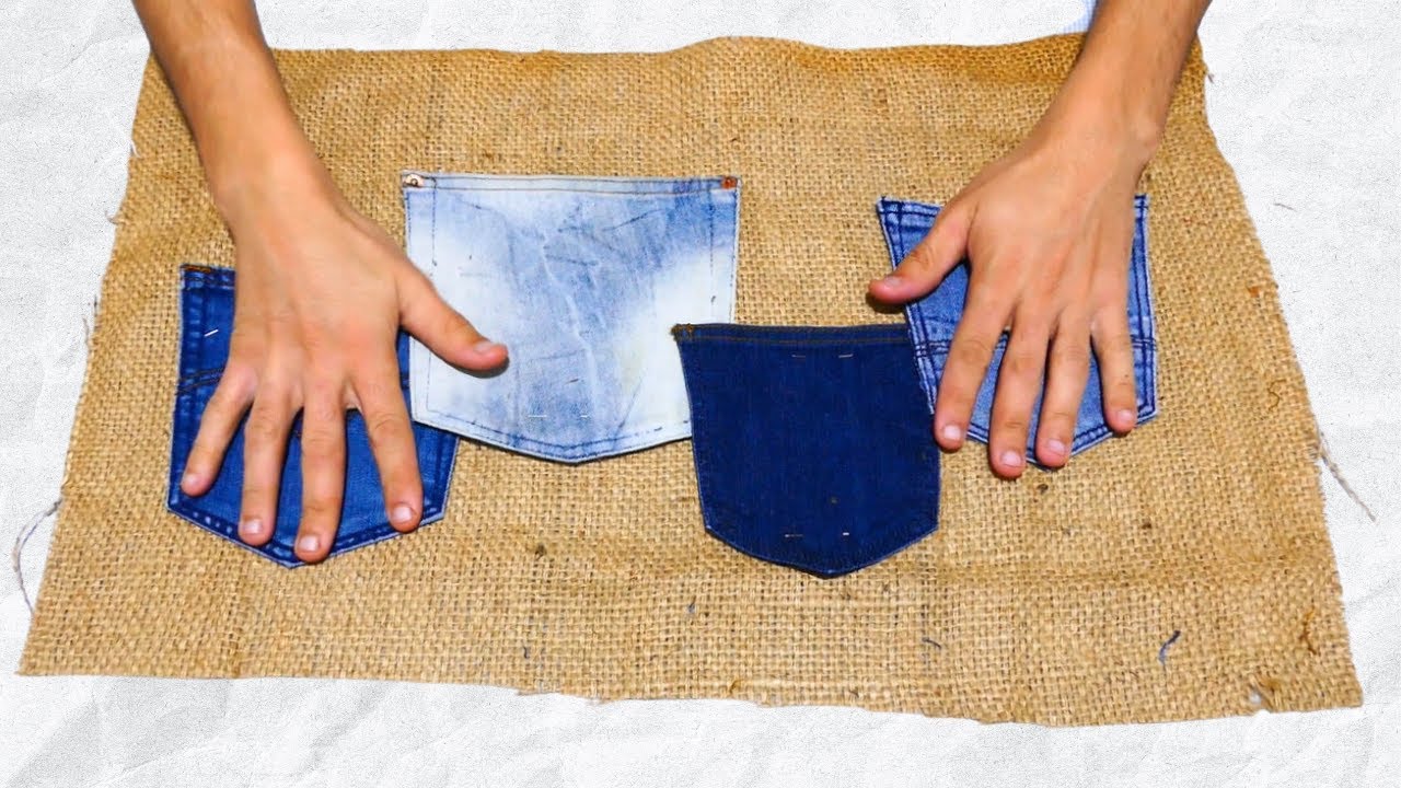How To Repurpose Denim Pockets | Recycle Denim Jeans Pocket - YouTube