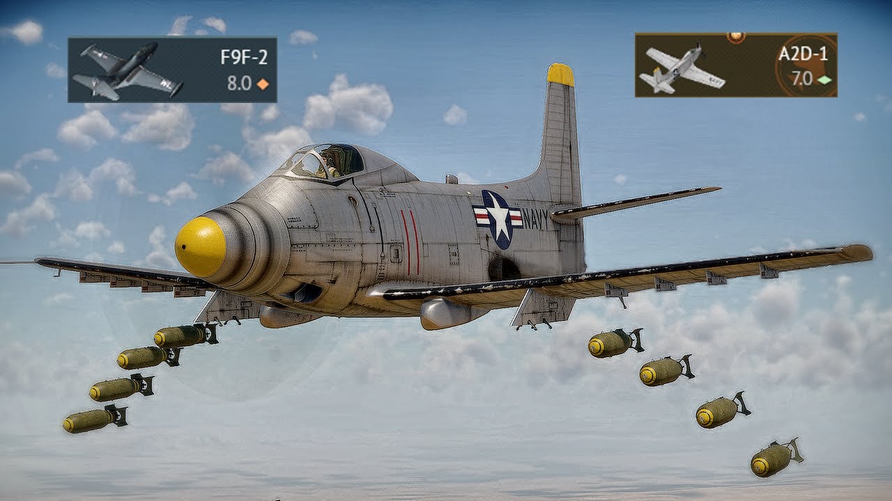US Air Force experience I F9F-2 Panther & A2D-1 Skyshark (War Thunder) - YouTube