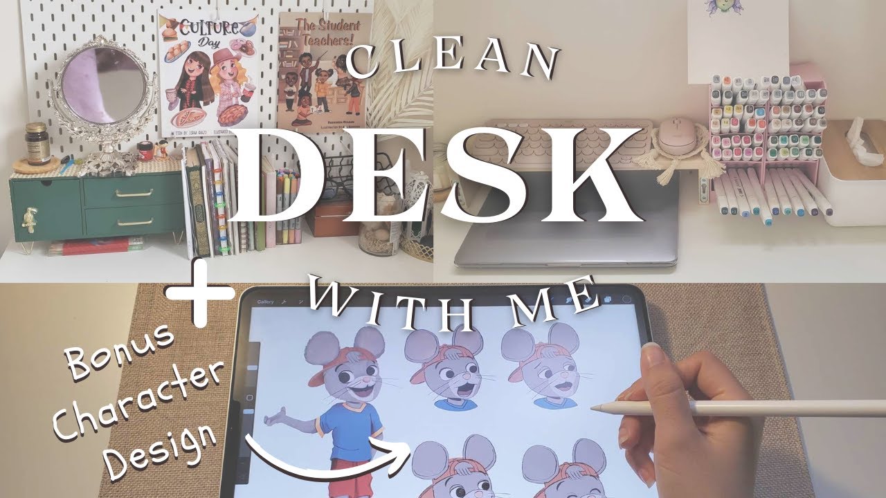 Life as an Illustrator | Clean desk with me | Design a new character ...