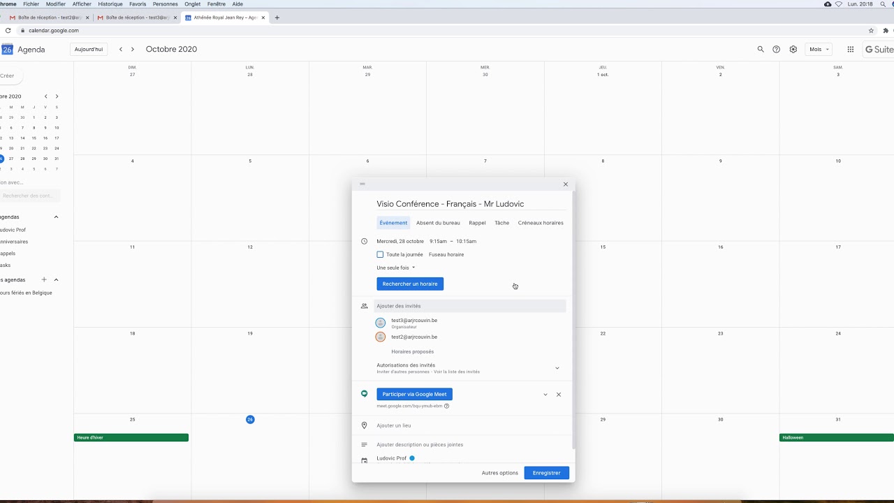Programmer une visio conférence pour Google Meet - YouTube