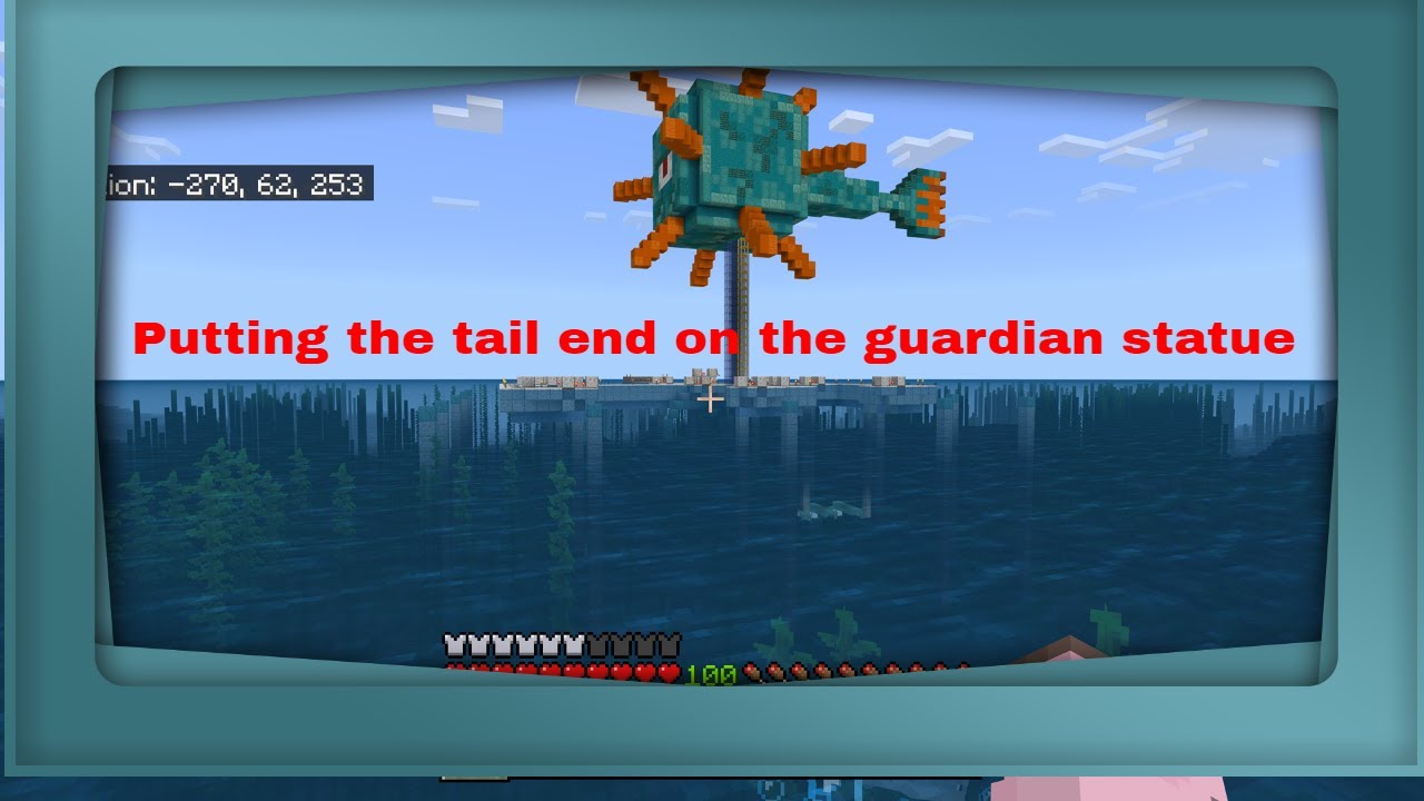 Minecraft! Putting the tail-end on the Guardian statue - episode #216 ...
